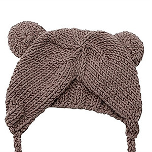ECYC Newborn Baby Bear Hat Beanie with Bear Dolls Photography Accessories,Brown