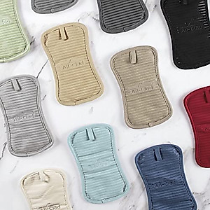 All-Clad Premium Pot Holder & Heating Pad, (2-Pack) Heat Resistant to 500 Degrees, 100% Cotton 10"x6.25" for Kitchen and Barbeque, Pewter