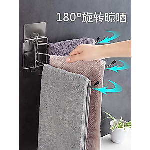 Rotating Towel Holder Rack for Kitchen Bathroom - Stainless Steel Wall Mounted Towel Bar with 3-Arm