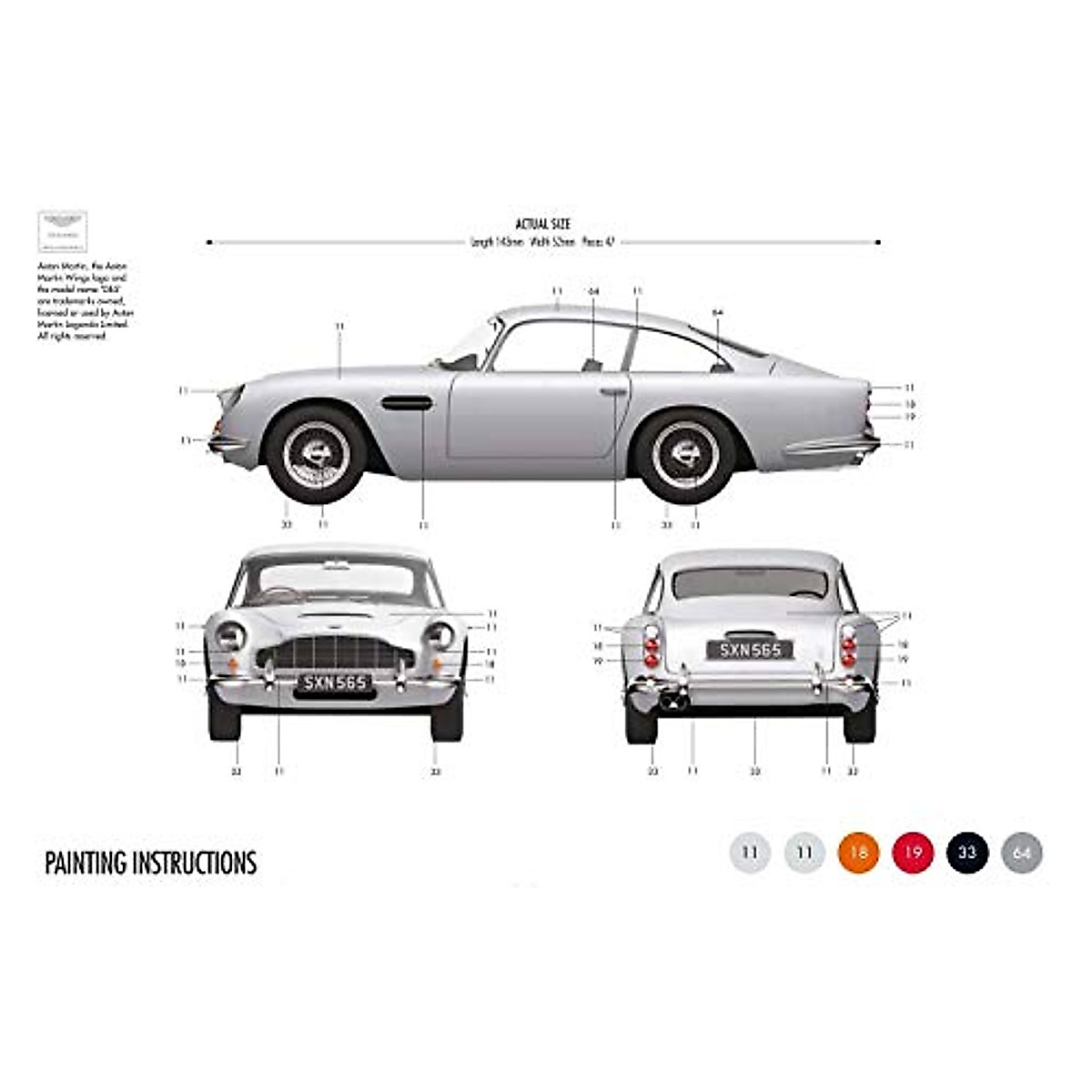 Airfix Aston Martin DB5 Silver 1:32 Sports Car Plastic Model Gift Set A50089B