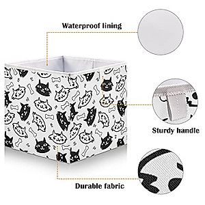 Cute Cats Cartoon Animals Foldable Cube Storage Bins, 11 x 11 x 11 inches, Fabric Storage Baskets Bins for Nursery,Closet Shelf,Home Organization