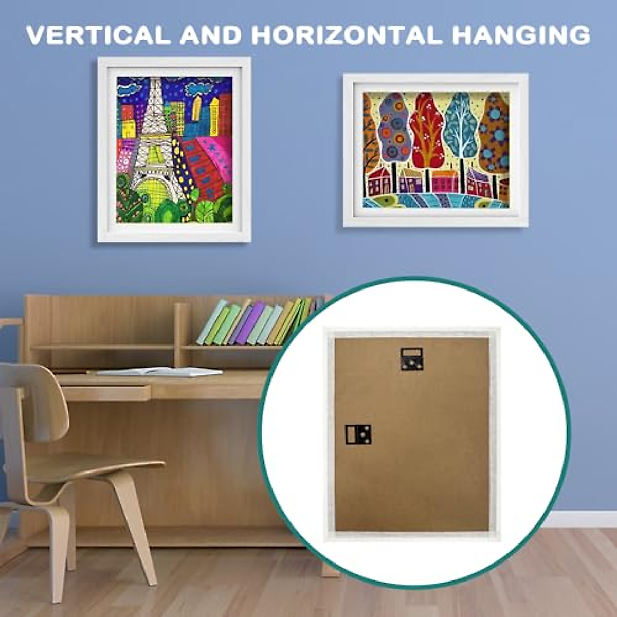 Rexllon Kids Art Frames, 8.5x11 or A4 Front Opening Kids Artwork Frames Changeable, Artwork Display Storage Frame for Wall, With Mat and HD Glass, For Kids Artwork,Photos,Crafts,Drawing(White,1 Pack)