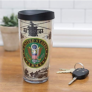 Signature Tumblers US Army Helicopter Wrap on Drab 16 Ounce Double-Walled Travel Tumbler Mug with Black Easy Sip Lid