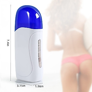 Dual Roll on Waxing Kit Hair Removal Roll on Double Wax Warmer with 3 Rose Wax Cartridge Depilatory Wax Roller Refill for Legs Arms and Underarm