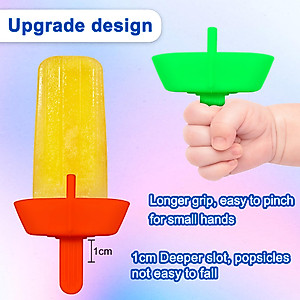 5PCS Drip Free Popsicle Holder, Reusable Silica gel Popcical Holder, Silicone burr-free safety Mess Free Frozen Treats Holder with Straw Popsicle Holder for Kids (5 colors)
