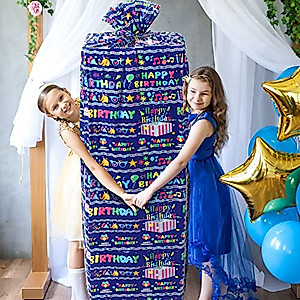 2 Pcs 80 x 60 in Jumbo Bike Gift Bags Extra Large Birthday Gift Bags for Girls Large Plastic Present Bags Birthday Gift Sack for Heavy Large Birthday Party Gifts Bags Baby Shower Favors Bag (Blue)