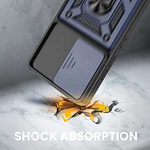 VEGO Compatible for Galaxy S21 Ultra Case with Slide Camera Cover & Kickstand, Built-in 360° Rotate Ring Stand Magnetic Cover Case for Samsung Galaxy S21 Ultra 5G 6.8 inch - Blue