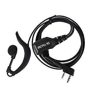Retevis Walkie Talkie Earpiece with Mic G Shape 2 Pin Adjustable Volume Headset Compatible with Retevis H-777 RT22 RT21 Baofeng UV-5R 888S 2 Way Radio(10 Pack)