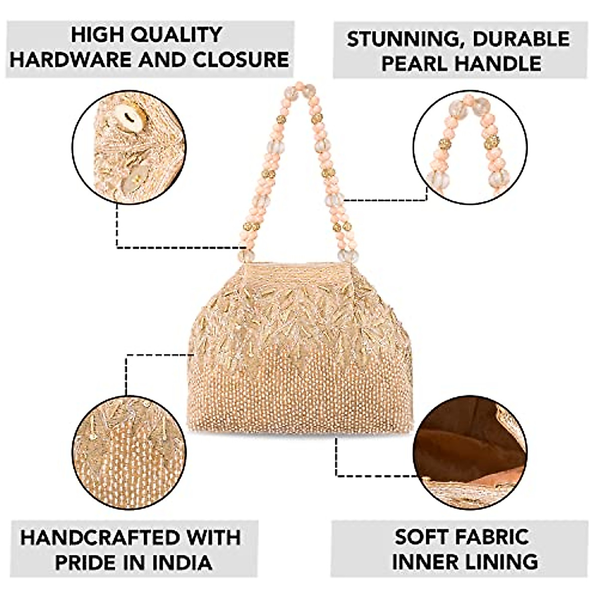 Aheli Potli Bags for Women Evening Bag Clutch Ethnic Bride Purse with Drawstring (P66C)