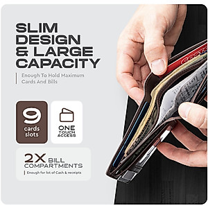 Wallet for Men’s - Genuine Leather Slim Bifold RFID Wallet - Gift for Men Packed in Stylish Gift Box