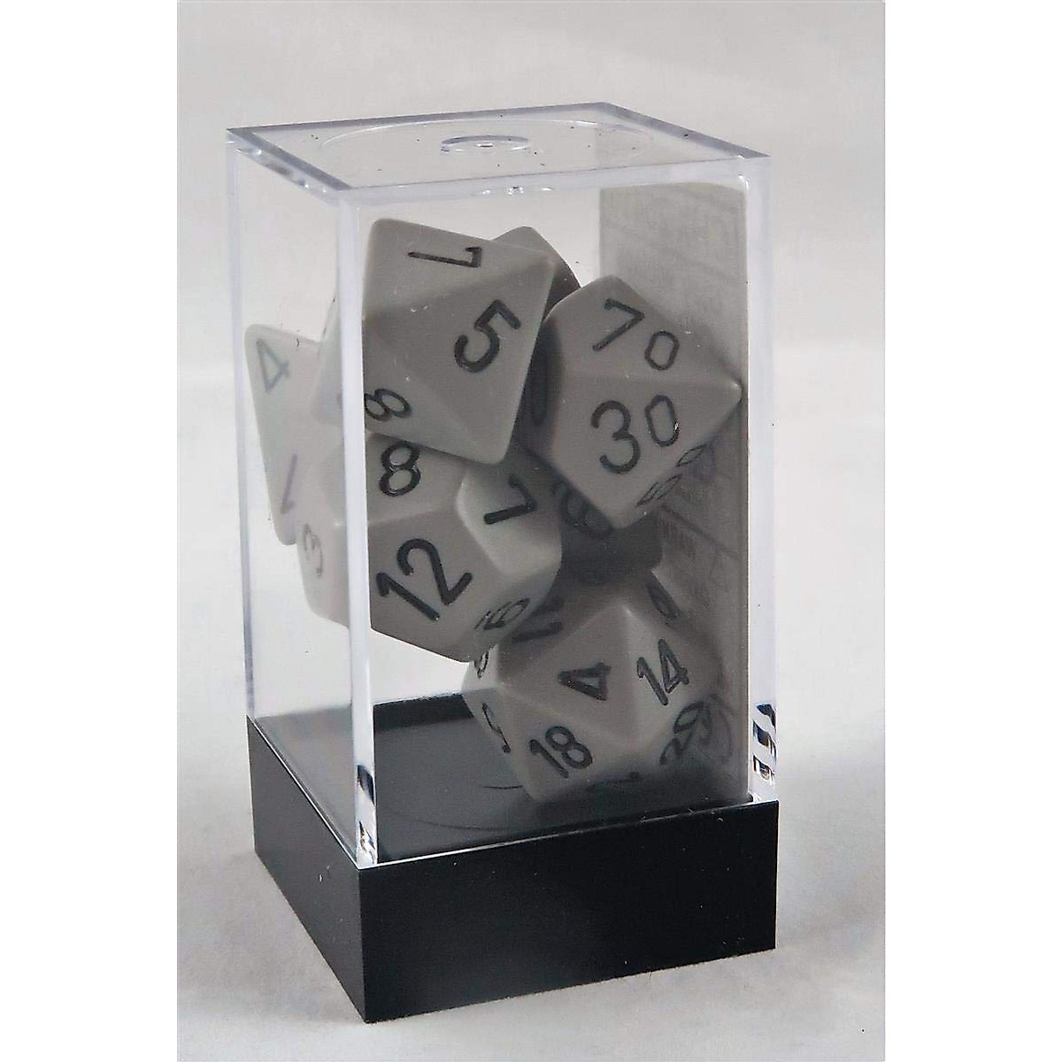 Chessex Dice: Polyhedral 7-Die Opaque Dice Set - Dark Grey with Black