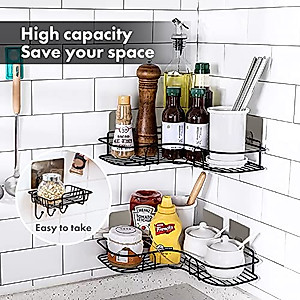 3-Pack Corner Shower Caddy Basket with Soap Dish Hooks, Stainless Steel No Drilling Wall Shelves, Rustproof Black Shower Storage Organizer Holder for Bathroom, Washroom, Toilet, Kitchen