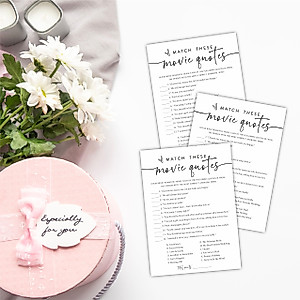 Minimalism Bridal Shower Game Cards With Answer Card, Match These Movie Quotes, Wedding Party Game Cards For 30 Guests, Engagement Party Activities, Newlyweds Party Decoration & Supplies - A09
