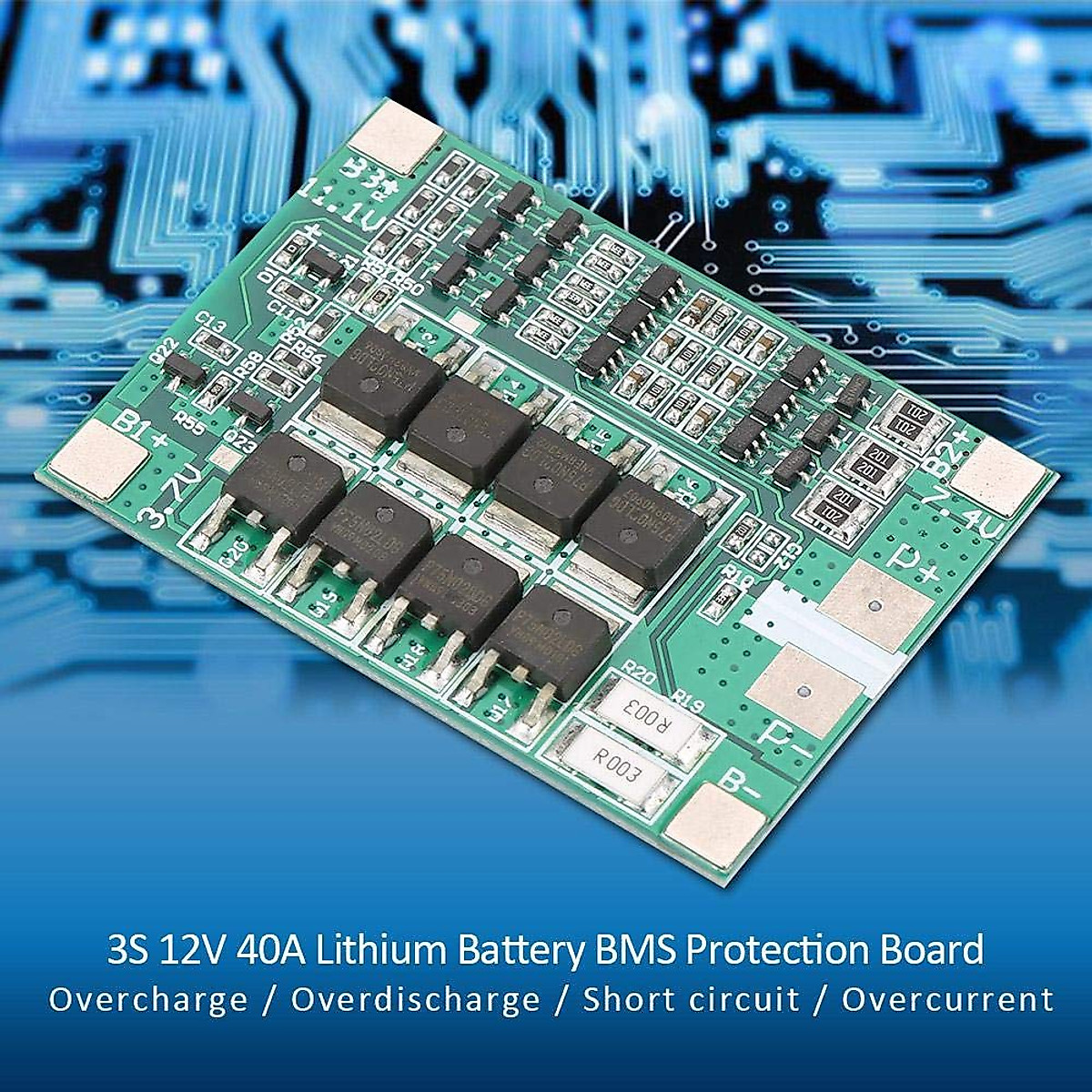 Lithium Battery Protection Board, Li-ion Lithium Battery PCB Protection Board Module 3S 12V 40A Board BMS PCB Board with Balance Charging