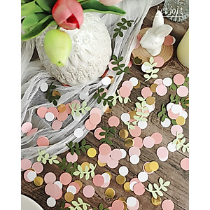 Greenery Golden Pink Eucalyptus Dots Confetti Baby Shower Green Scatter Table Decoration Flamingo Girl Boho Theme Party Bridal Shower Party Wedding Nursery Decor Supplies 210 Pcs