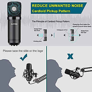 ZAFFIRO USB Microphone, Professional Grade Condenser Microphone, Professional Microphone Kit, Computer Microphone Kit, Adjustable Stand for Professional Recording Studio, Karaoke, Conference Hosting