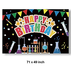 Science Party Backdrop Banner Decorations,Chemical Science Chemical Experiments Birthday Party Backdrop Background Banner Photo Booth Props Cake Table Decorations Supplies 71 x 49 inch