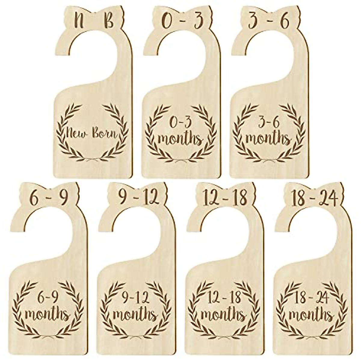 Malihome [Upgraded] Premium Wood Baby Closet Dividers Set of 7 from Newborn to 24 Months Baby Clothes Organizer Nursery Baby Closet Hanger Organizers Decor for Baby Boys or Girls (DoubleSided-1)