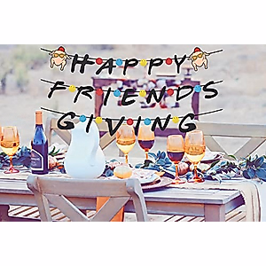 Friendsgiving Party Decorations, Happy Friendsgiving Banner, Thanksgiving Party Decorations, Thanksgiving Banner, Funny Thanksgiving Friendsgiving Supplies for Party Home Office Mantel, Pre-assembled