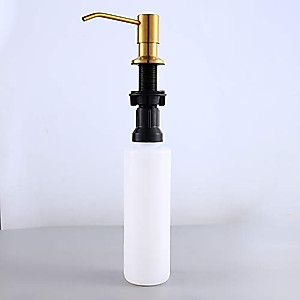 TINAGO Built in Soap Dispenser for Kitchen Sink with 17oz Bottle, Stainless Steel Brushed Gold Stand Hand Pump Head