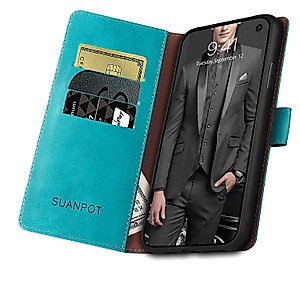 SUANPOT for Samsung Galaxy S10 6.1"(NON S10e,S10+) with RFID Blocking Leather Wallet case Credit Card Holder,Flip Folio Book Phone case Shockproof Cover Women Men for Samsung S10 case Wallet