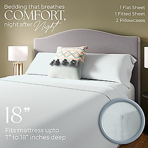 SUPREME ELEGANCE Super Soft Full Sheet Set, Jersey Knit 4Pc Light Gray Sheets, All Season Wrinkle Resistant & Easy Care Sheet Set with Deep Pocket (1 Flat Sheet, 1 Fitted Sheet & 2 Pillowcases)