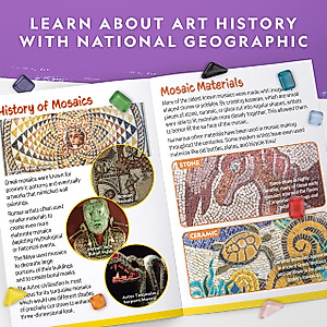 National Geographic Mosaic Arts and Crafts Kit for Kids - Mosaic Kit for Creating 3 Glass Tile Mosaic Art Projects, Includes Glass Tiles, Templates, Plaster & More, Art Supplies, Mosaic Kits for Kids
