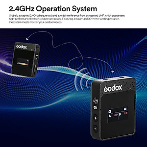 GODOX MoveLink II M2 Wireless Lavalier Microphone System with GAC-IC5 3.5mm to USB Type-C Adapter Cable