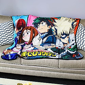 JUST FUNKY My Hero Academia Class 1-A Fleece Throw Blanket | 45 x 60 Inches - A Plus Ultra Gift for Fans - Comfy and Warm Featuring Deku, All Might & More - Great for Home, Travel, and Gifting
