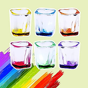 Jaepsing Shot Glasses, 2oz Heavy Base Shot Glasses Sets of 6/Heart Shaped Shot Glasses/Rainbow Shot Glasses/Square Shot Glasses/Espresso Shot Glasses/Bulk Shot Glasses