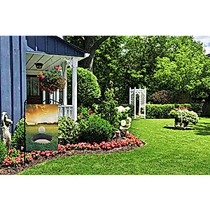 AOYEGO Golf Burlap Garden Flag Double Sided Premium Fabric Detail on the Lawn At Dusk, Golf Club Outdoor Decoration Banner for Yard Lawn 12.5" x 18"