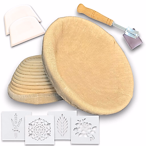 Banneton Bread Proofing Basket Set with Bread Stencils - Sourdough Proofing Baskets for Bread Baking Kit - Sourdough Bread Baking Supplies - Sourdough Proofing Basket Bread Making Kit with Accessories