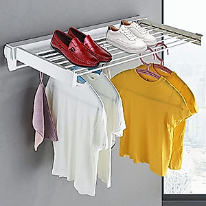 XUANIIIL Wall Mounted Drying Rack Clothing for Laundry Foldable, Collapsible Clothes Drying Rack Folding Indoor, Laundry Dryer Hanger Rack with 7 Rods, for Laundry/Bathroom