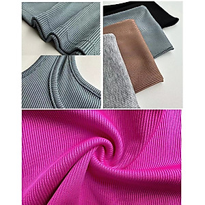 AYWA Casual Workout Sets Two Piece Outfits for Women Ribbed Crop Tank Top High Waist Leggings Active Wear (Grey-shorts, Medium)