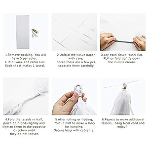 Meiduo Navy Blue Red White Party Decorations Hanging Paper Fans Pom Poms Flowers Tissue Tassel Garland for 4th of July Day Patriotic Decoration Graduation Birthday Supplies