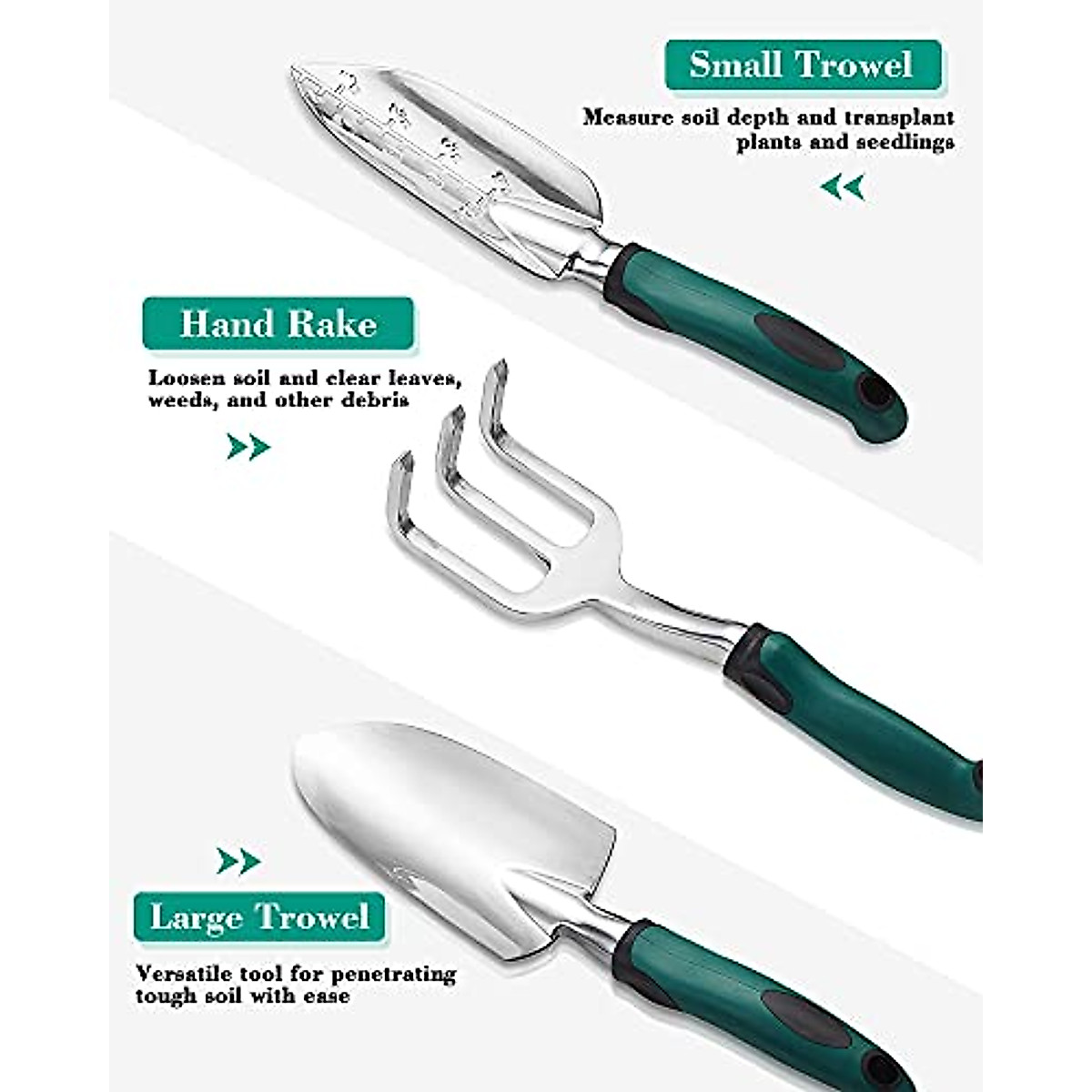 FiveJoy Garden Tool Set, 11 Piece Aluminum Alloy Hand Tool Starter Kit with Garden Bag, Outdoor Tool, Heavy Duty Gardening Work Set with Ergonomic Handle, Gardening Tools-Gift for Women and Men