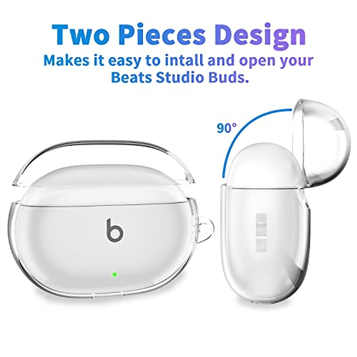 Valkit Compatible with Beats Studio Buds/Buds + Case Cover, Clear Soft TPU Protective Cover with Keychain for Women Men Shockproof Skin Case for Beats Studio Buds 2021/Beats Studio Buds + 2023