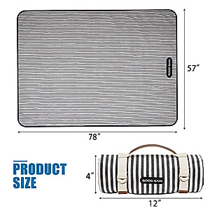 G GOOD GAIN Waterproof Picnic Blanket Portable with Carry Strap for Beach Mat or Family Outdoor Camping Party (Navy Blue)
