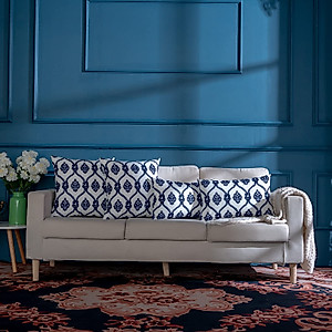 Smile of hope, Navy Blue Decorative Throw Pillows Covers 20X20 inch, Soft Comfy Plush, Square Pillows Covers Cushion Cases for Couch Sofa Living Room, Printed Geometric Patterns, Set of 2