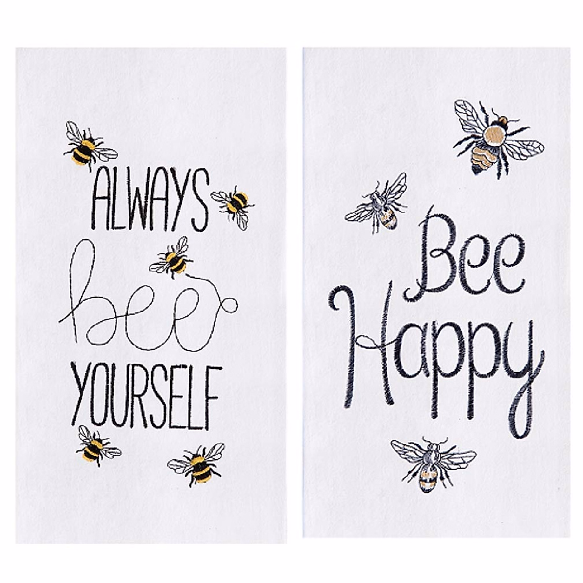 C&F 2 Piece Kitchen bundle - 2 Embroidered Bee Flour Sack Towels
