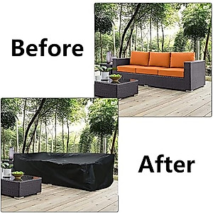 Ziewee Outdoor Patio Furniture Covers Waterproof 120" L x 40" W x 28" H Rectangular Outdoor Table and Chair Set Cover 600D Wind Dust Proof Anti-UV Durable Patio Sectional Couch Cover 300x100x71cm