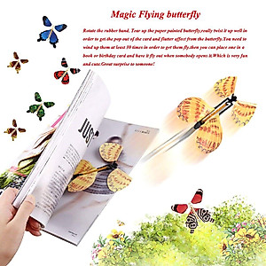 BFY Magic Flying Butterfly Wind Up Toys for Card, Gag Gifts for Kids Great Surprise Colorful Butterfly in Book Greeting Card Books for Wedding Party (5 Pcs)