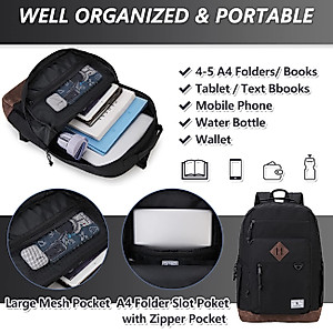 Backpack for Men Women,Vonxury Water-resistant 15.6 Inch Laptop Bookbag for School Work Travel (Black)