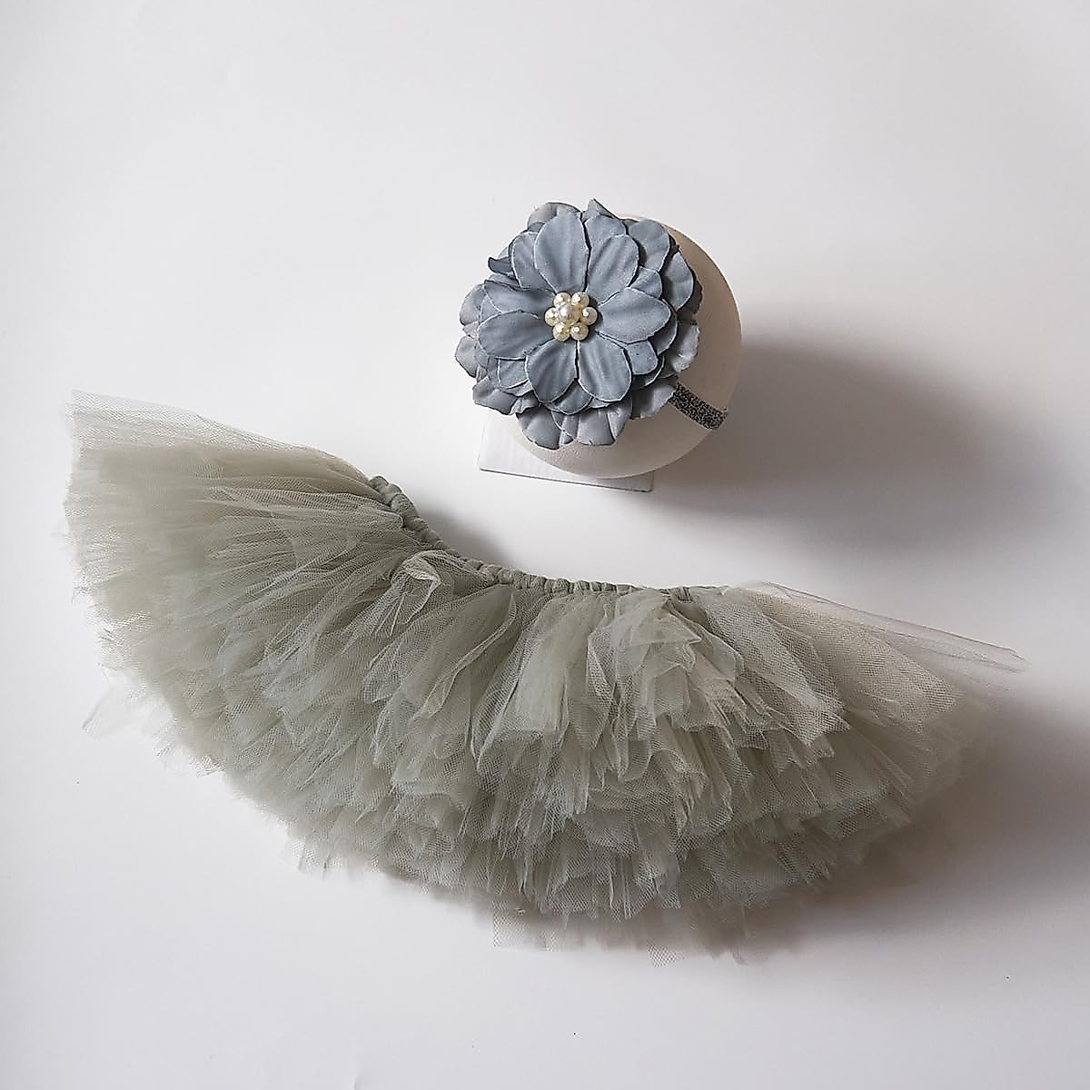 Baby Photography Props Tutu Skirt Headdress Newborn Girl Photo Shoot Outfits Infant Princess Costume Clothes Grey