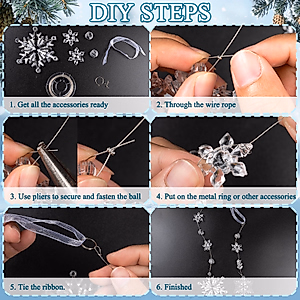OuMuaMua Christmas Decorations Crystal Ornaments Set for Tree - Acrylic DIY Ornaments Christmas Hanging Crystal Snowflake Decorations for Christmas Tree Winter Party Supplies