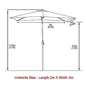 Patio Umbrella Square Outdoor Market Table Umbrella with Push Button Tilt and Crank, 6ft Patio Umbrellas for Porch/Poolside/Lawn/Doorway, Portable Garden Umbrella Parasol (Color : Light Brown)