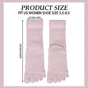 Bencailor 4 Pair Women Five Toe Socks Cotton Toe Socks Athletic Running Long Split Toe Women's Cotton Crew Ankle Socks(Black, Beige, Pink, Grey)