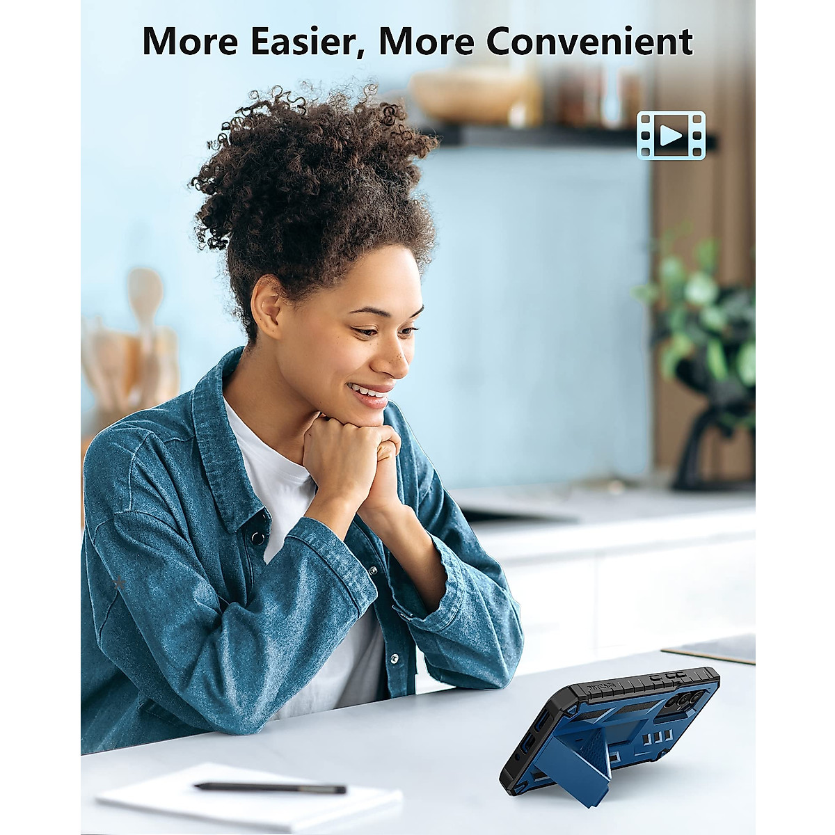 FNTCASE for Samsung Galaxy A54 5G Case: Military Grade Drop Proof Protection Cover with Kickstand & Belt-Clip Matte Textured Rugged Shockproof TPU Cell Phone Protective Case for Galaxy A54 2023 (Blue)