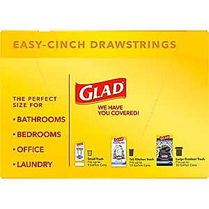 Glad Medium Drawstring Trash Bags, 8 Gallon, White, Fragrance Free, 80 Count, Pack May Vary