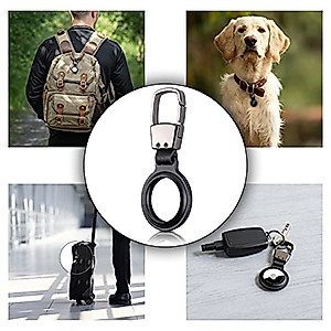 Ronton Airtag Keychain Holder - Protective Apple Airtag Case - Scratch Resistant Metal Air Tag Holder Anti-Lost Airtag Dog Collar Holder with Magnetic Closing Feature -Bonus Front/Back Protective Film